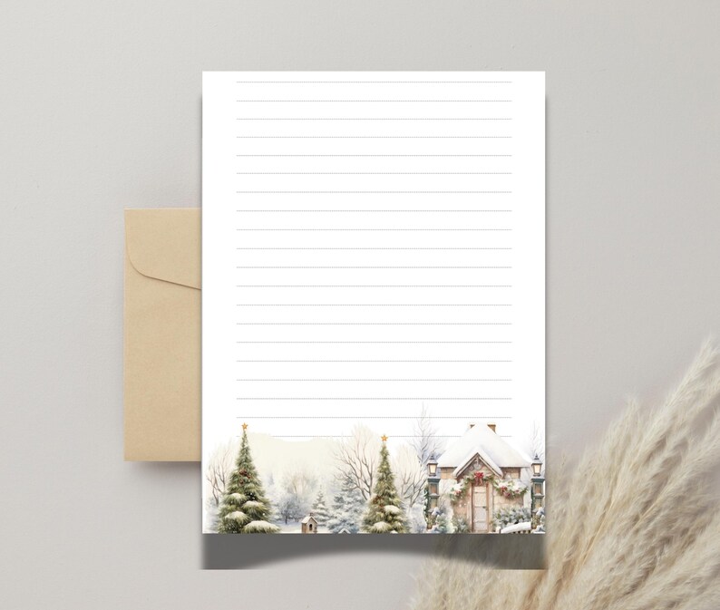 Winter Village Printable Stationery-winter Writing Paper Set A5/a4 ...