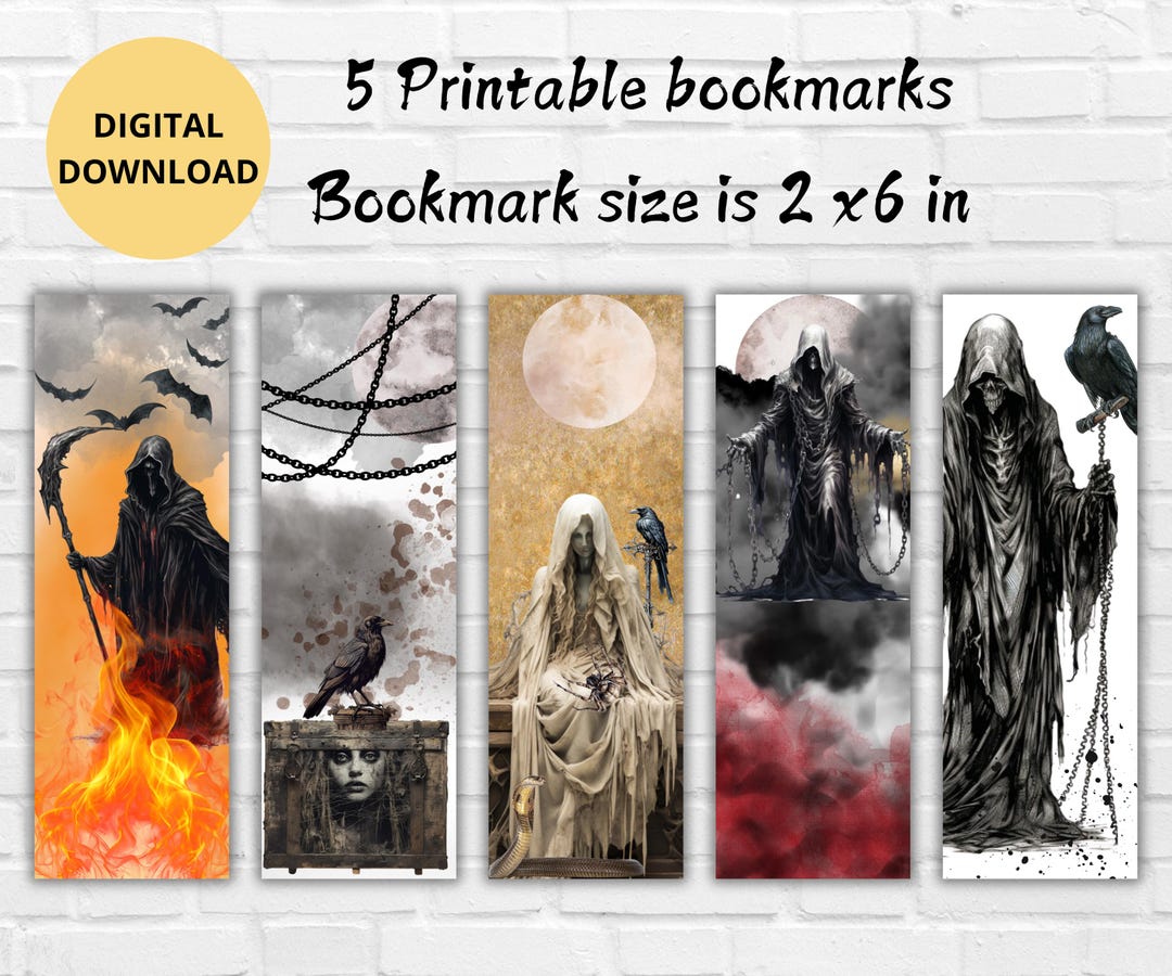 Gothic Horror Printable Bookmarks-hallloween Bookmarks Set-gothic ...