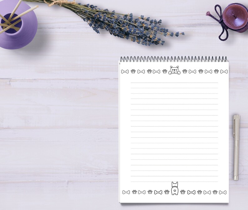 Dog Lover Printable Stationery-dog Paw Writing Letter Paper Set Lined Unlined A5/A4/US Letter ...