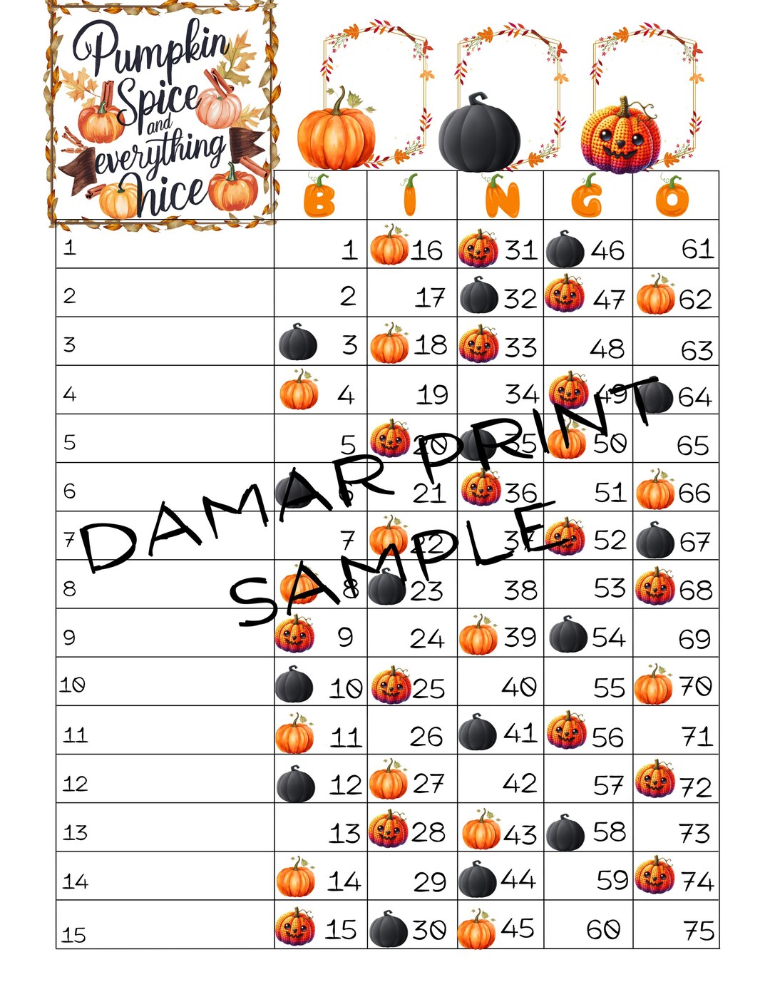 Pumpkin Bingo Boards - Instant Download -autumn Printable Bingo Boards ...