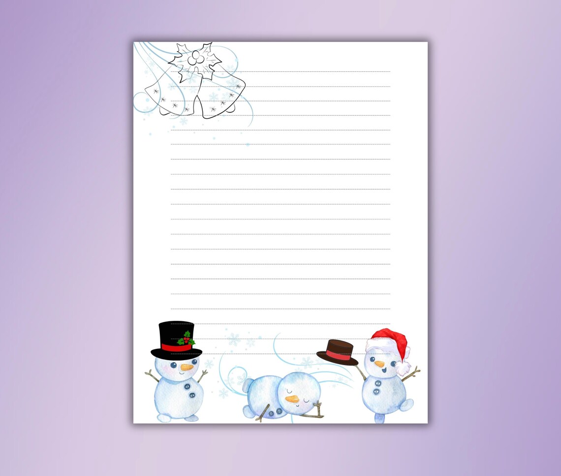 Snowman Printable Stationery,christmas Printable Stationery,holiday ...