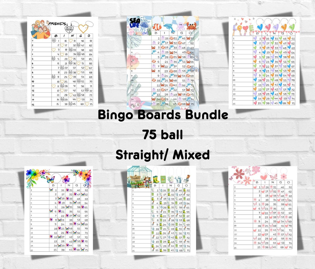Printable Bingo Boards Bundle -instant Download - Bingo Boards ...