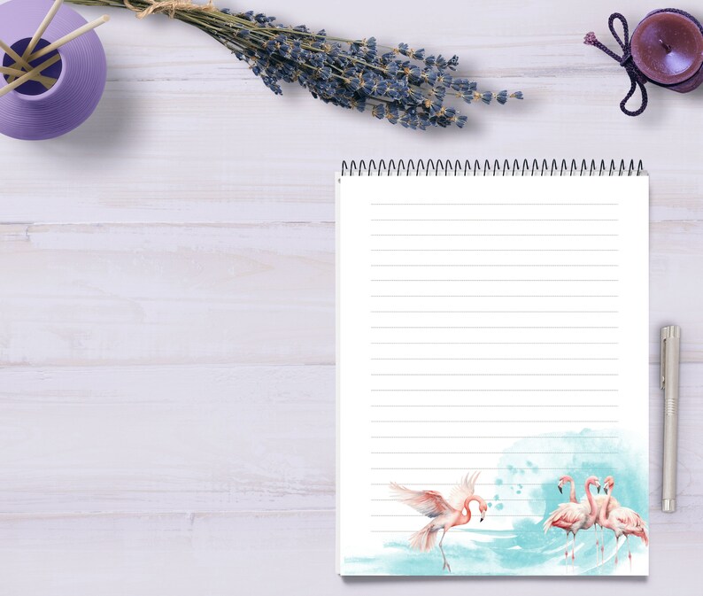 Flamingo Printable Stationery-birds Stationary-tropical Notepad ...