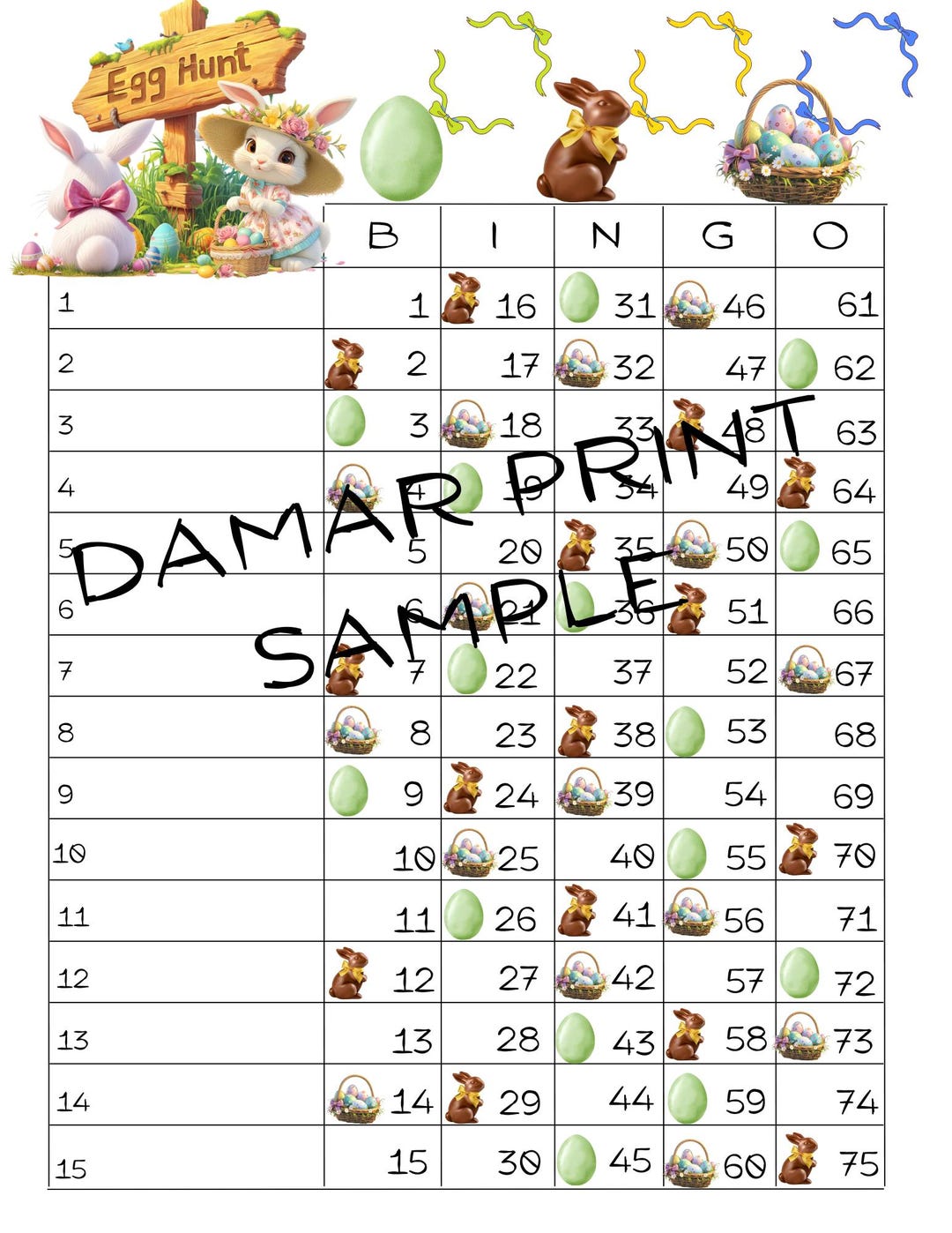 Easter Printable Bingo Boards-instant Download -egg Hunt Bingo Boards ...