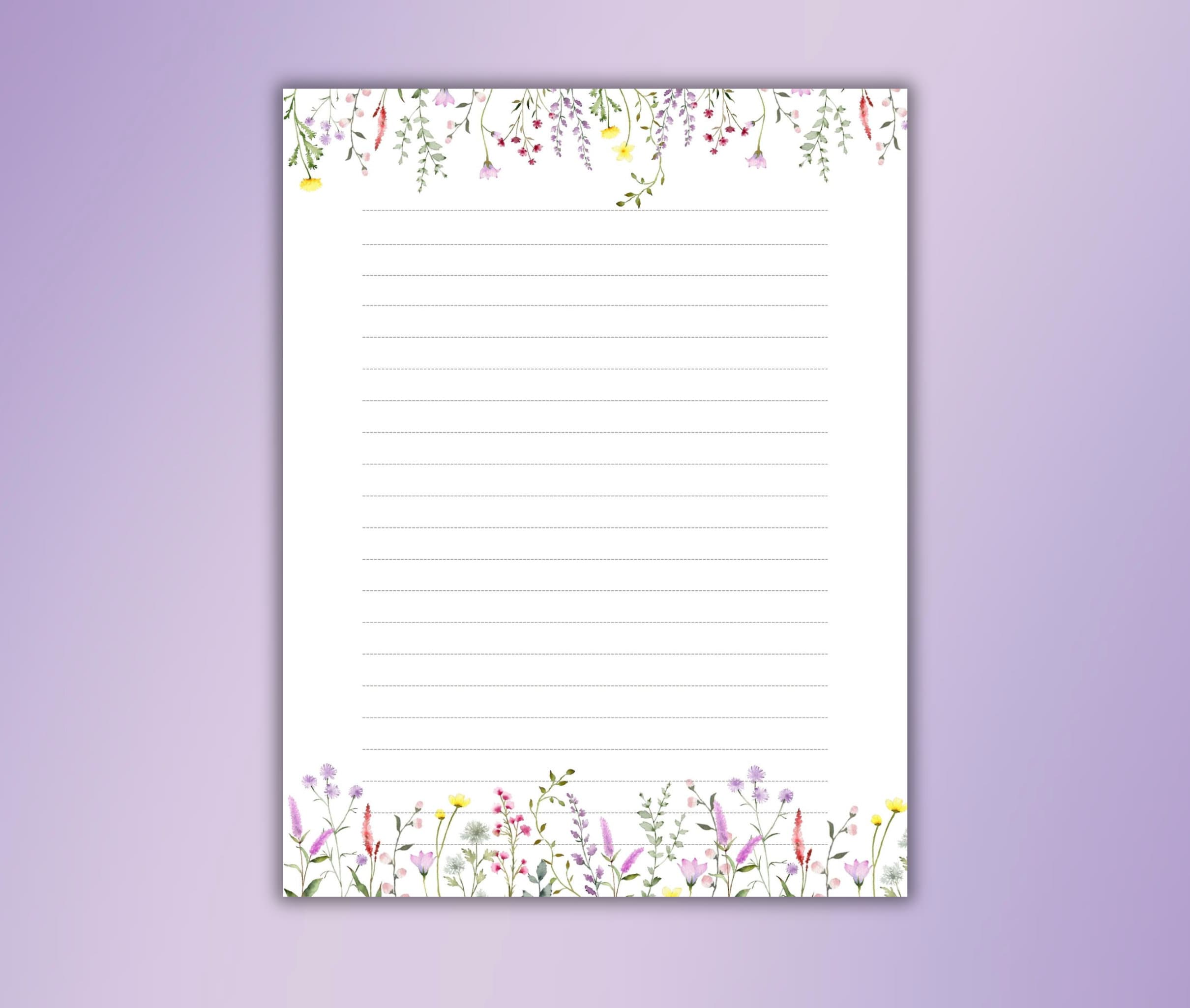 Wildflower Writing Set,flower Printable Stationery,writing Paper Letter ...