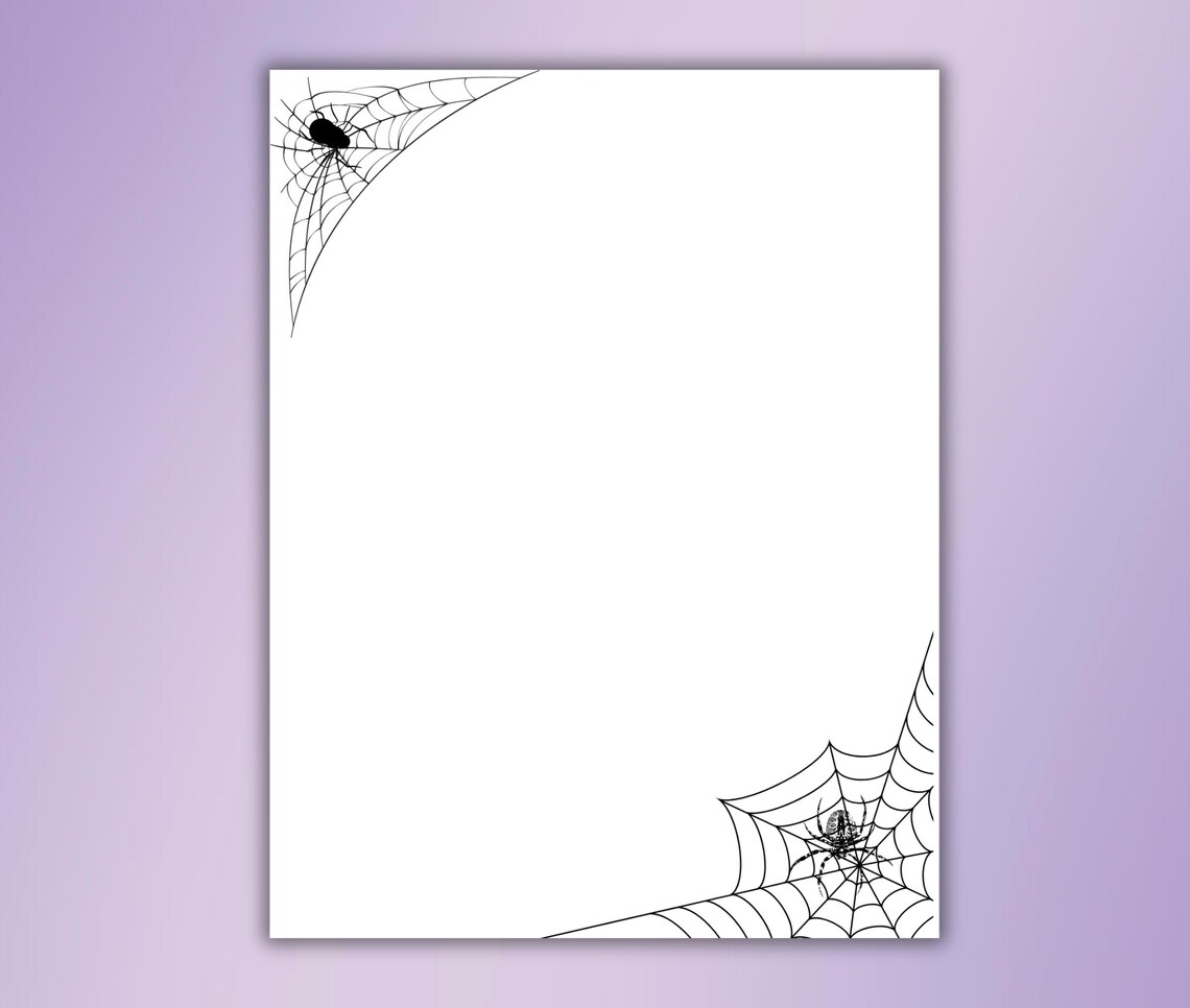Spider Printable Stationary-halloween Printable Stationery-spider Web ...