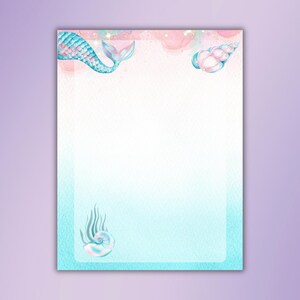 Printable Mermaid Letter Writing Paper Set,mermaid Stationery,marine ...