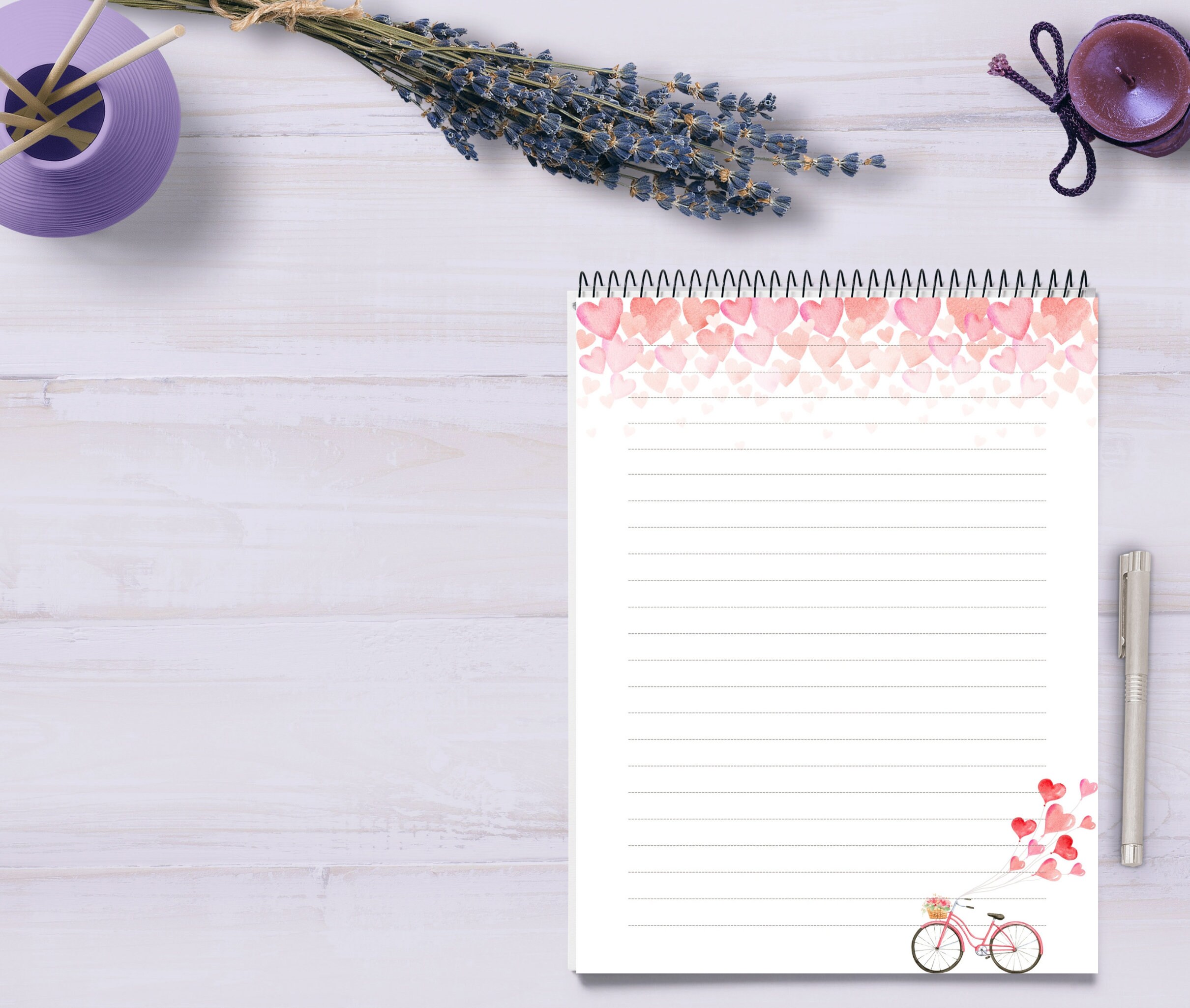 Heart Printable Stationery-love Note Digital Download-valentine's Day ...