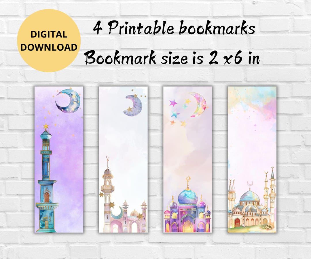 Watercolor Muslim PRINTABLE Bookmark Set-ramadan Bookmark-islamic ...