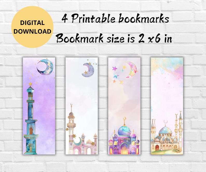 Watercolor Muslim PRINTABLE Bookmark Set-ramadan Bookmark-islamic ...