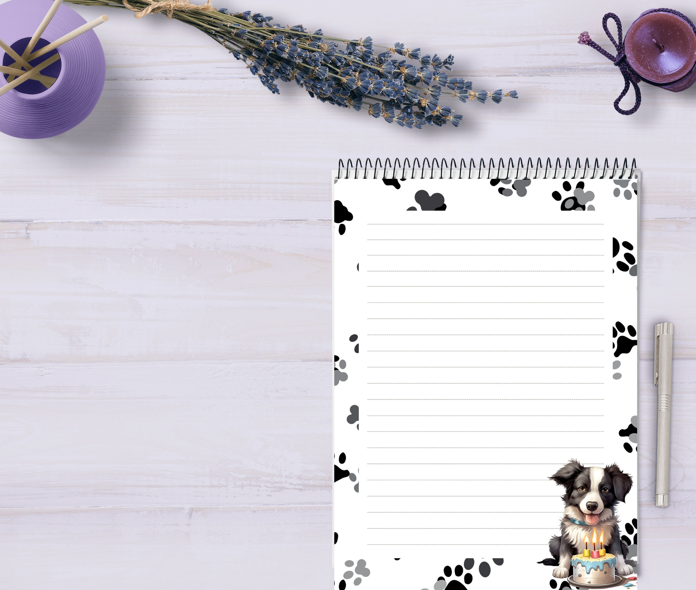 Dog Printable Stationery-dog Paw Writing Letter Paper Set Lined Unlined ...