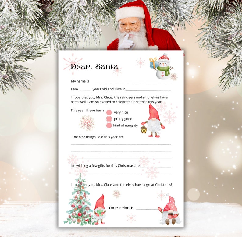 Letter to Santa Claus-printable Kids Letter to Santa -christmas ...