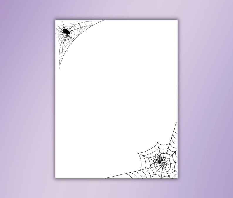 Spider Printable Stationary-halloween Printable Stationery-spider Web ...