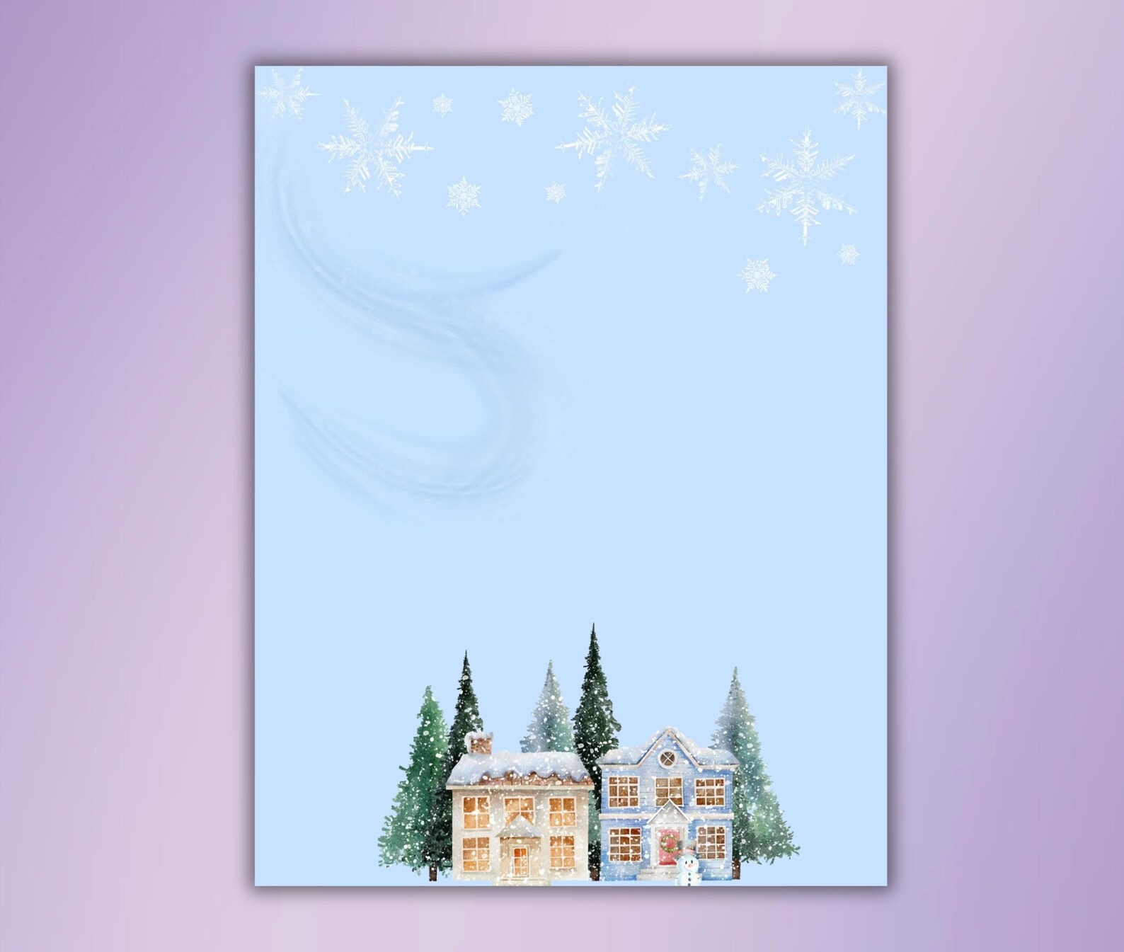 Christmas Printable Stationery, Holiday Templates,snowflakes Printable ...