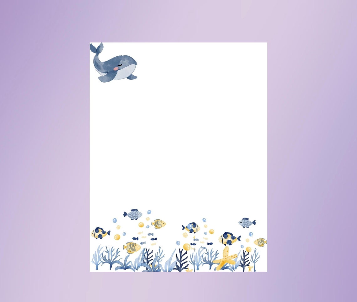 Sea Writing Set ,marine Printable Stationery,watercolor Writing Paper ...