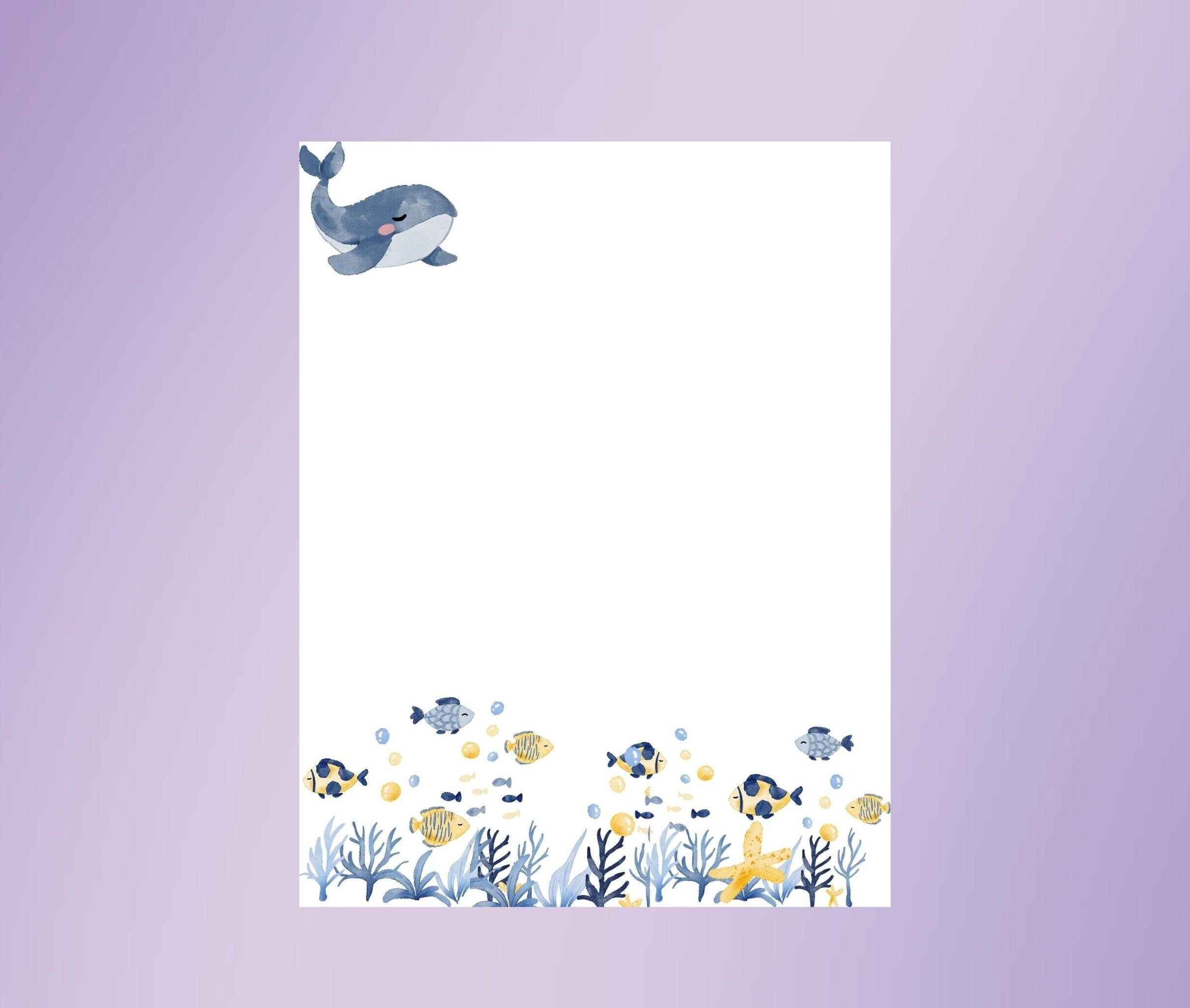 Sea Writing Set ,marine Printable Stationery,watercolor Writing Paper ...