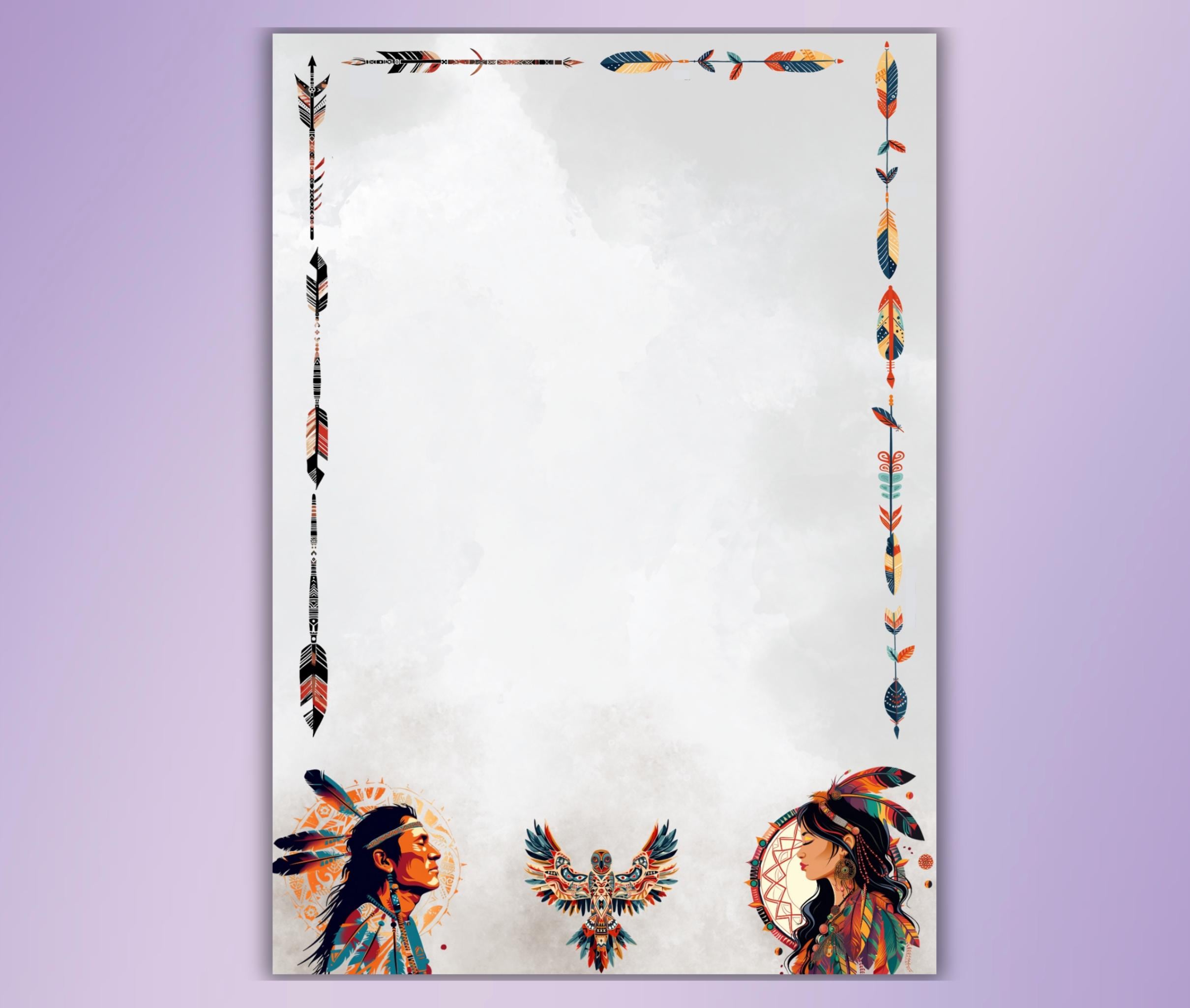 Indian Native Americans Printable Stationery Set-writing Paper Set A5 ...