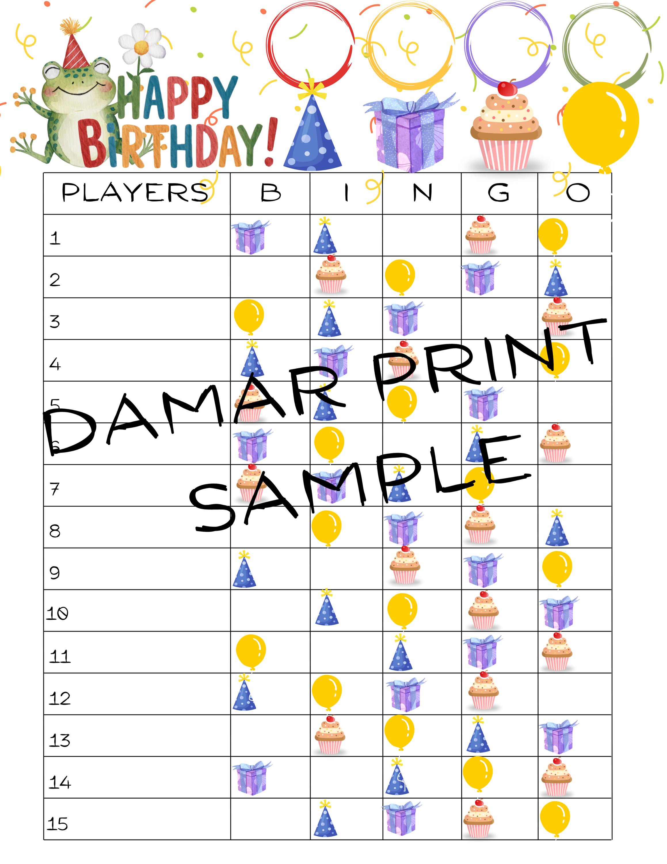 Happy Birthday Bingo Boards - Instant Download -printable Bingo Boards ...