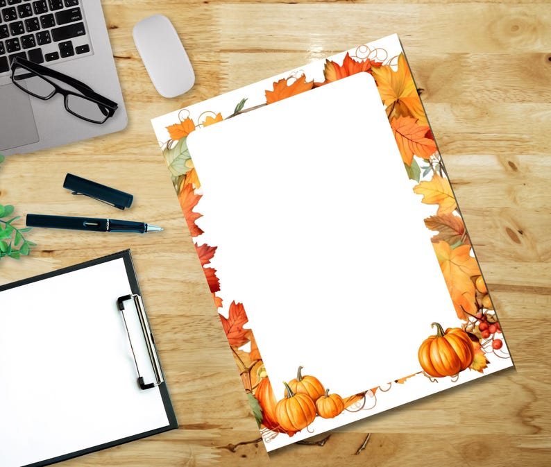 Fall Pumpkins Printable Stationery,autumn Printable Stationery ...