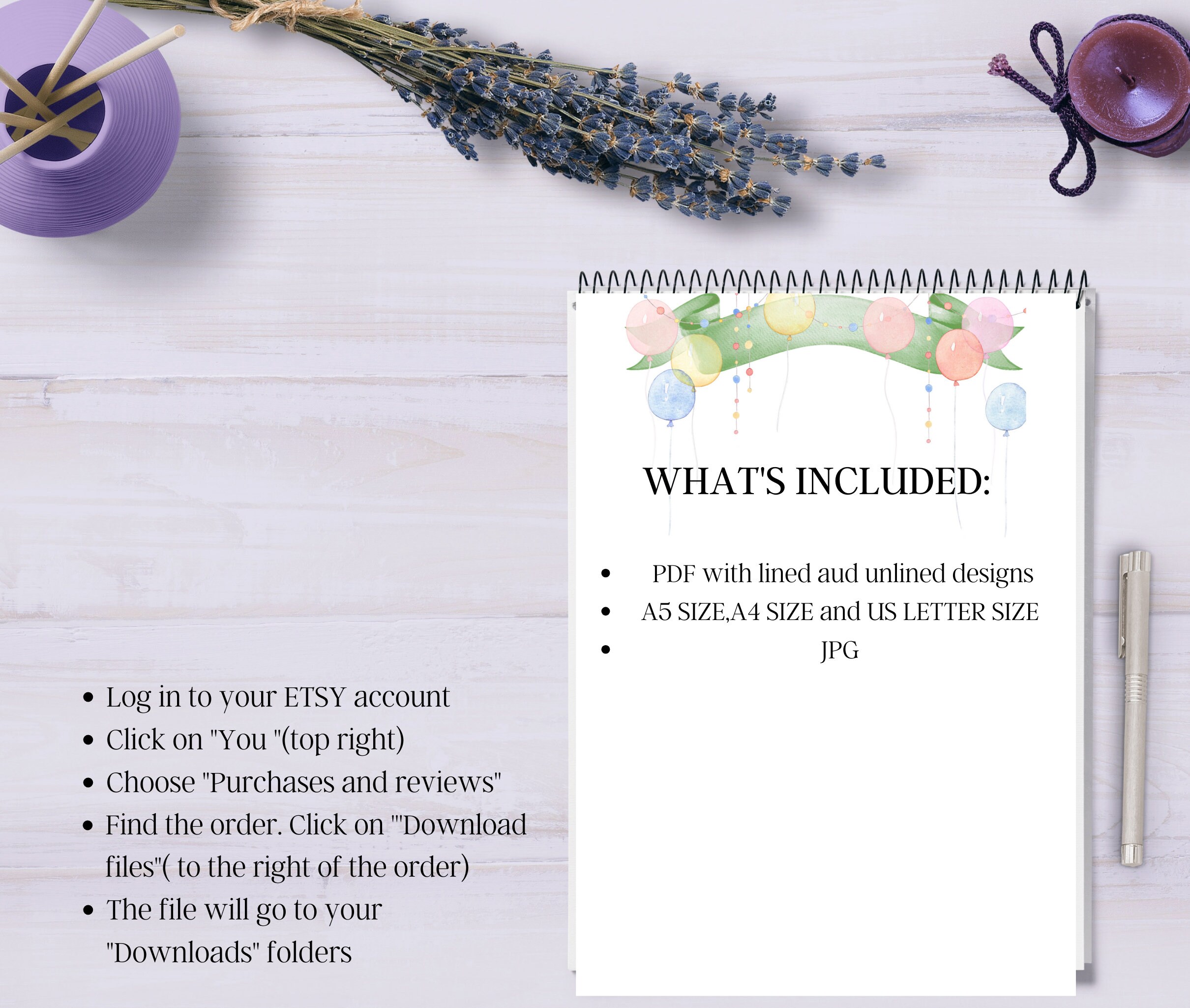 Watercolor Balloons Printable Stationery-birthday Stationery Set ...