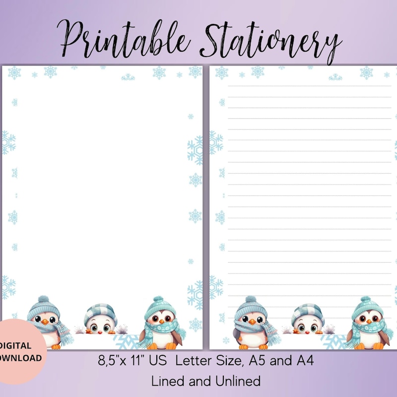 Printable Penguin Stationary - Etsy