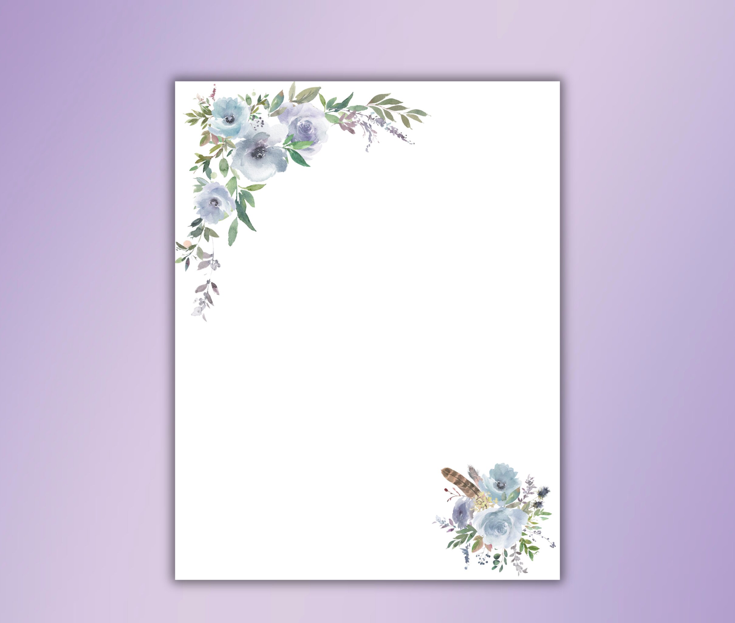 Printable Watercolor Roses Writing Set,flower Printable Stationery ...