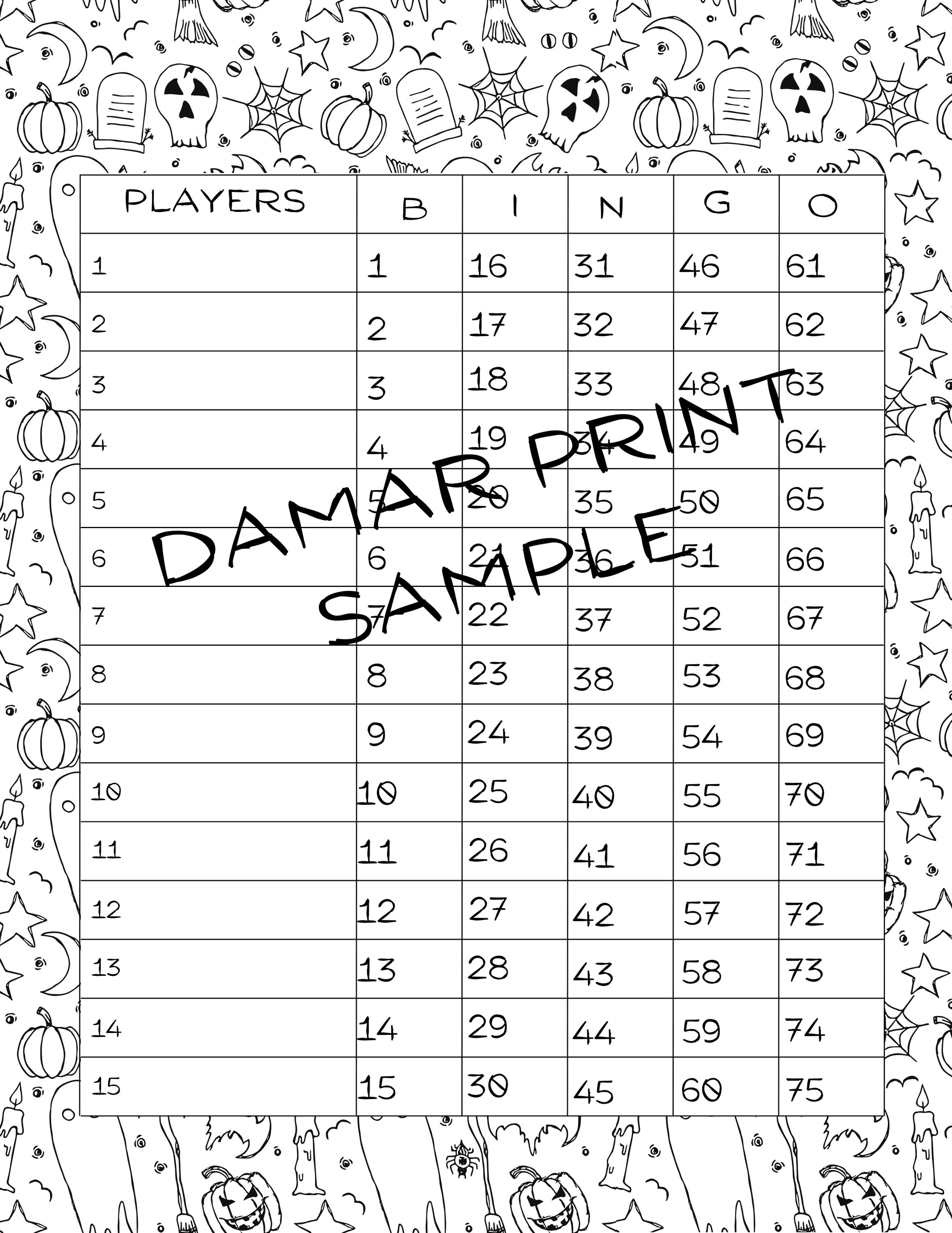 Halloween Printable Bingo Boards Bundle-bingo Boards 1-15 Lines ...