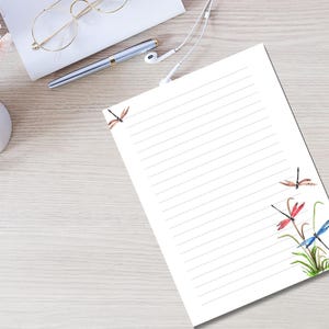 Dragonfly Printable Stationery Cute Notepaper-floral Printable ...