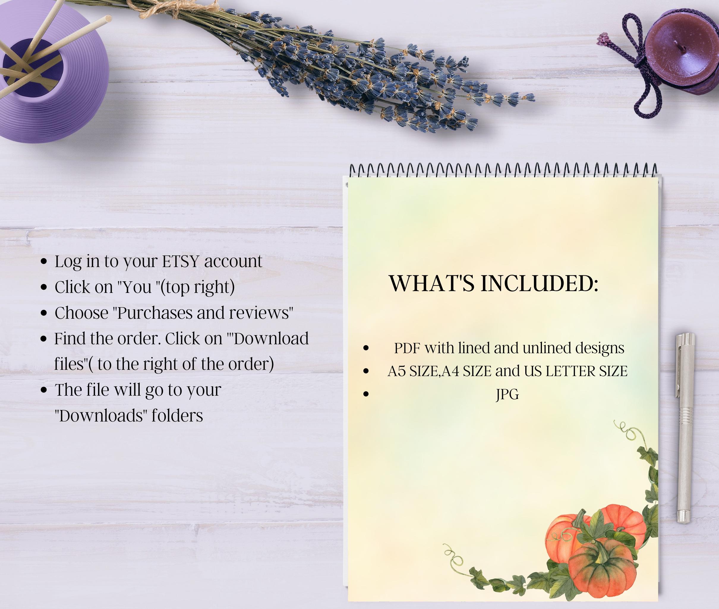 Pumpkin Printable Stationery-fall Pumpkins Writing Paper Set Lined ...