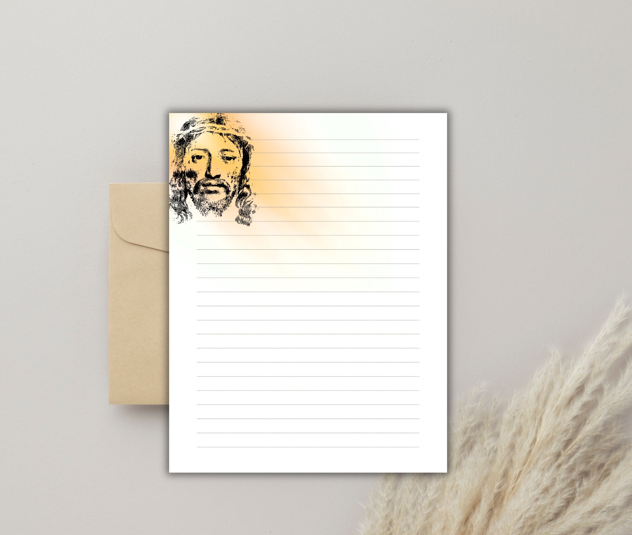 Christian Religious Printable Stationery Digital Letter Lined Unlined ...