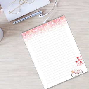 Heart Printable Stationery-love Note Digital Download-valentine's Day ...