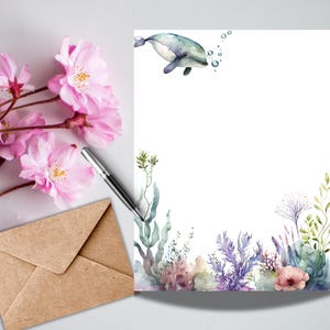 Marine Printable Stationery-whale Stationery-ocean Writing Set ...