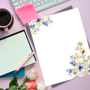 Flower Printable Stationery,watercolor Floral Stationary,digital ...