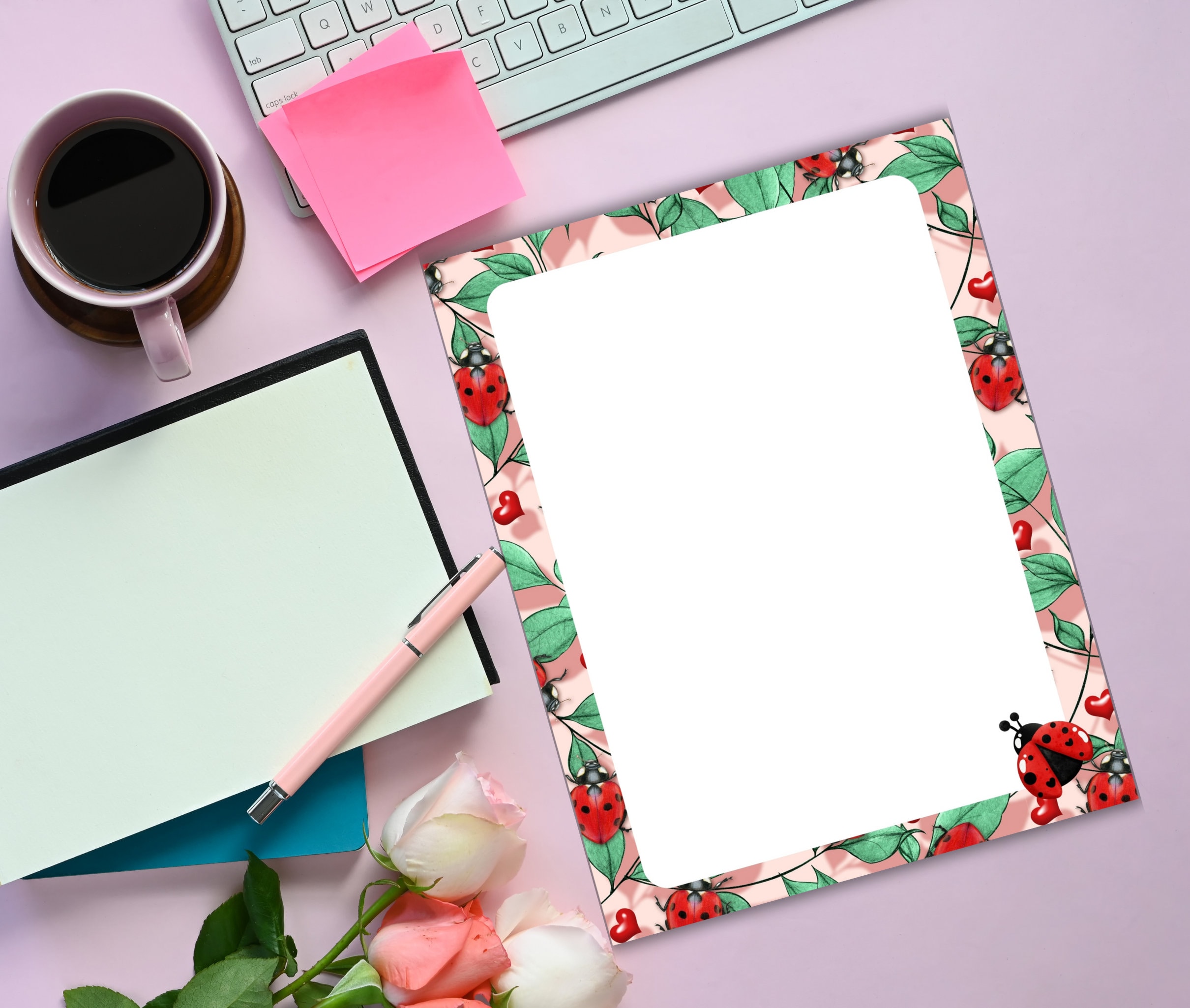 Ladybug Printable Stationery-printable Paper Pack-flower Writing Paper ...