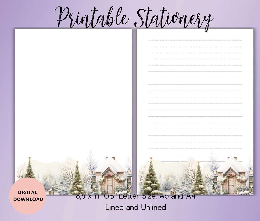 Winter Village Printable Stationery-winter Writing Paper Set A5/a4 ...