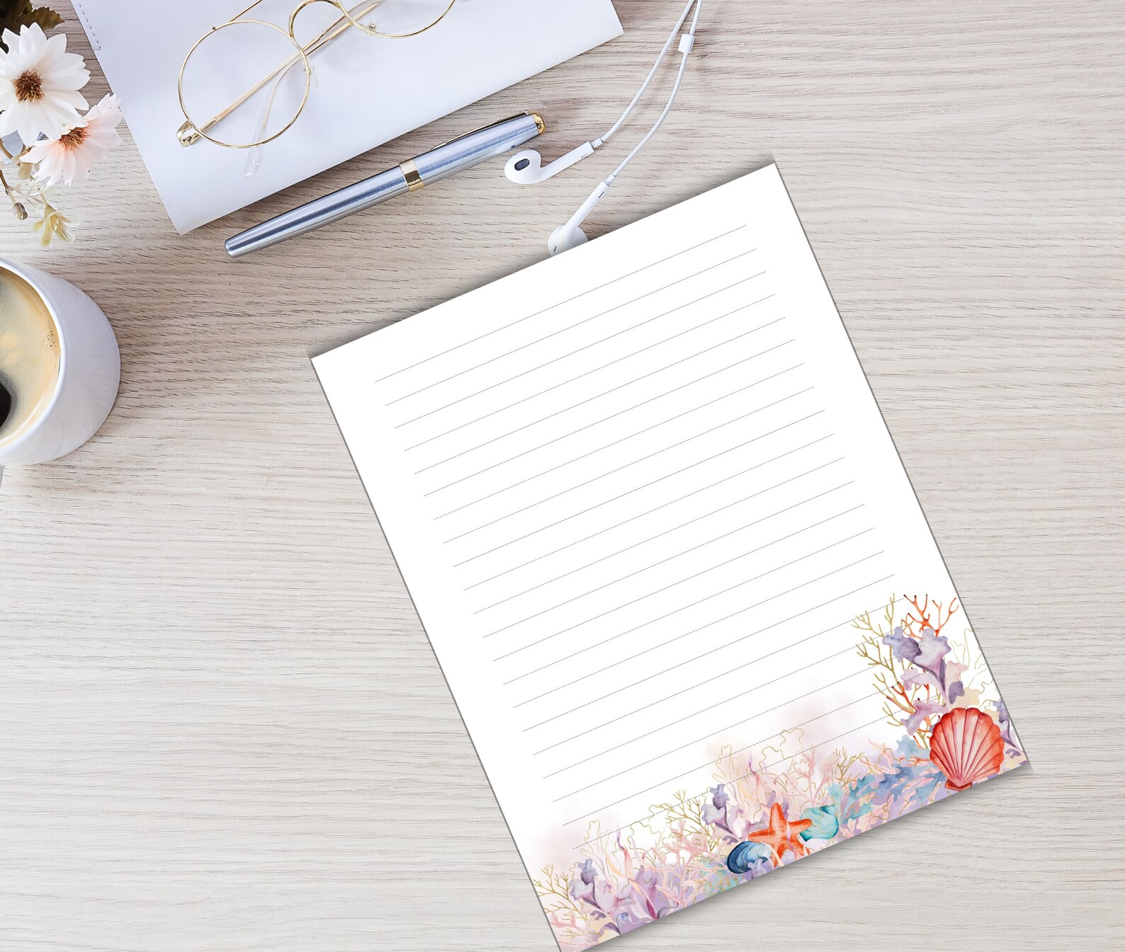 Undersea World Printable Stationery- Sea Marine Ocean Writing Set ...