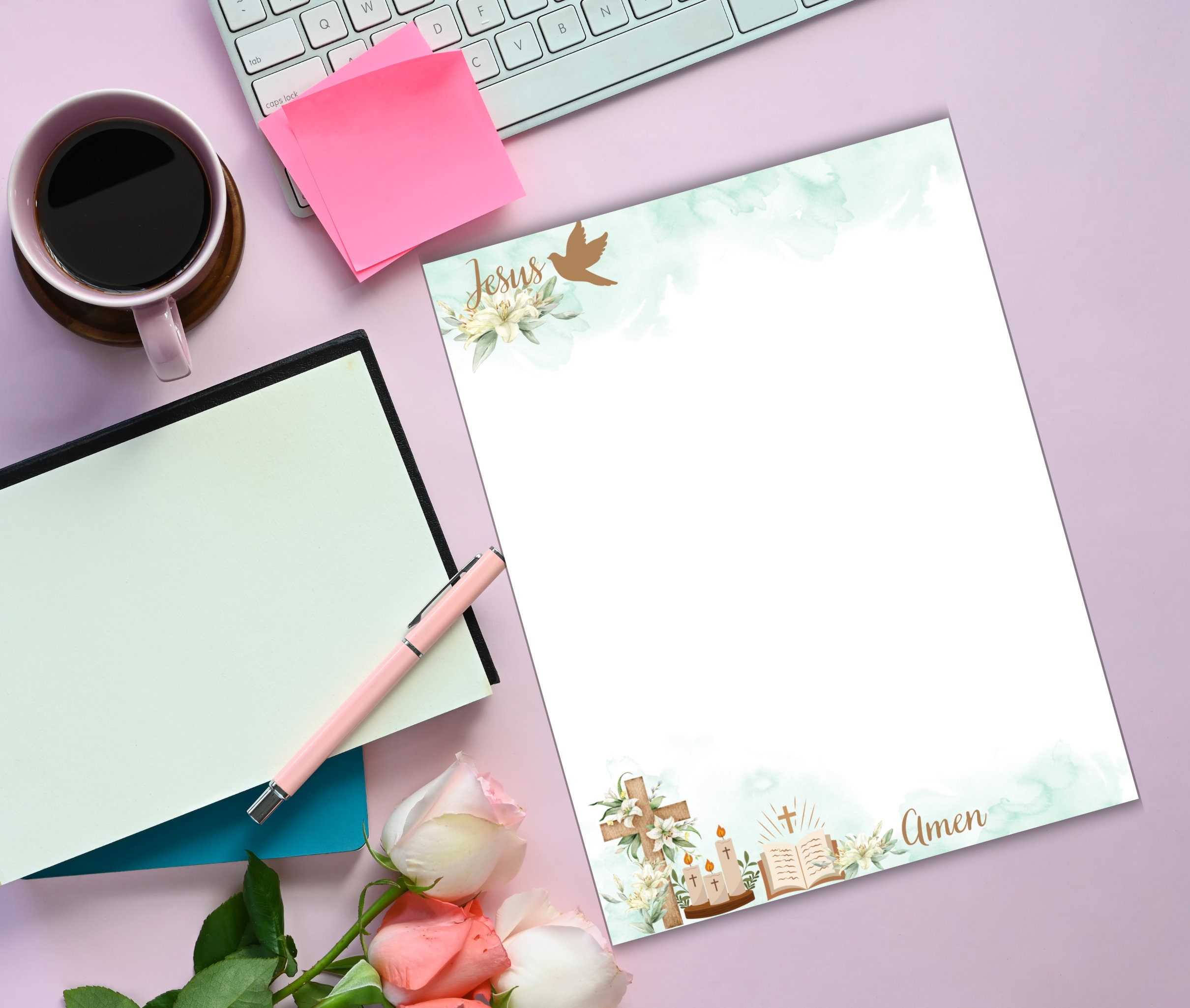 Christian Religious Printable Stationery Digital Letter Lined Unlined ...