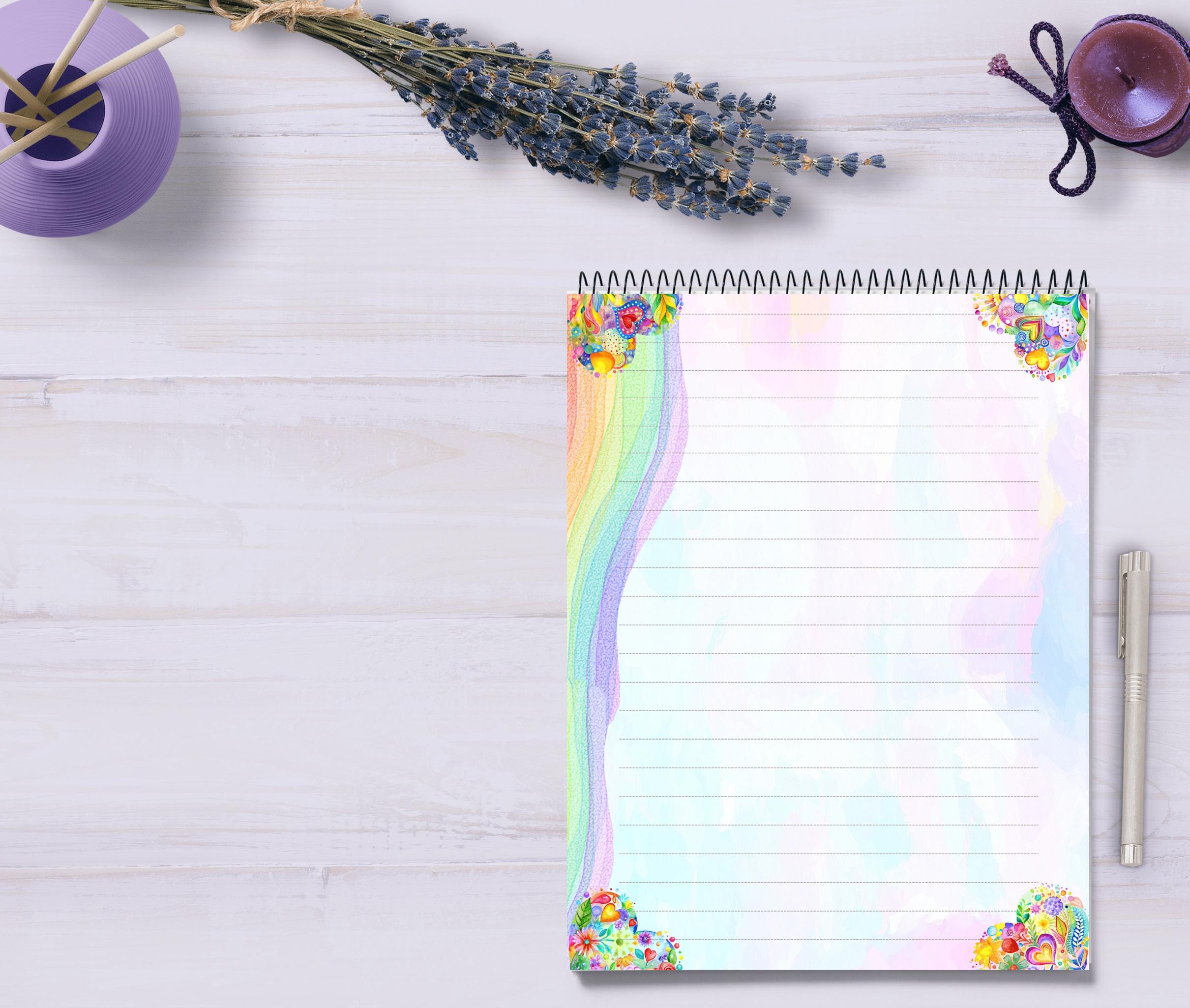 Watercolor Rainbow Hearts Printable Stationery-hearts Printable Writing ...