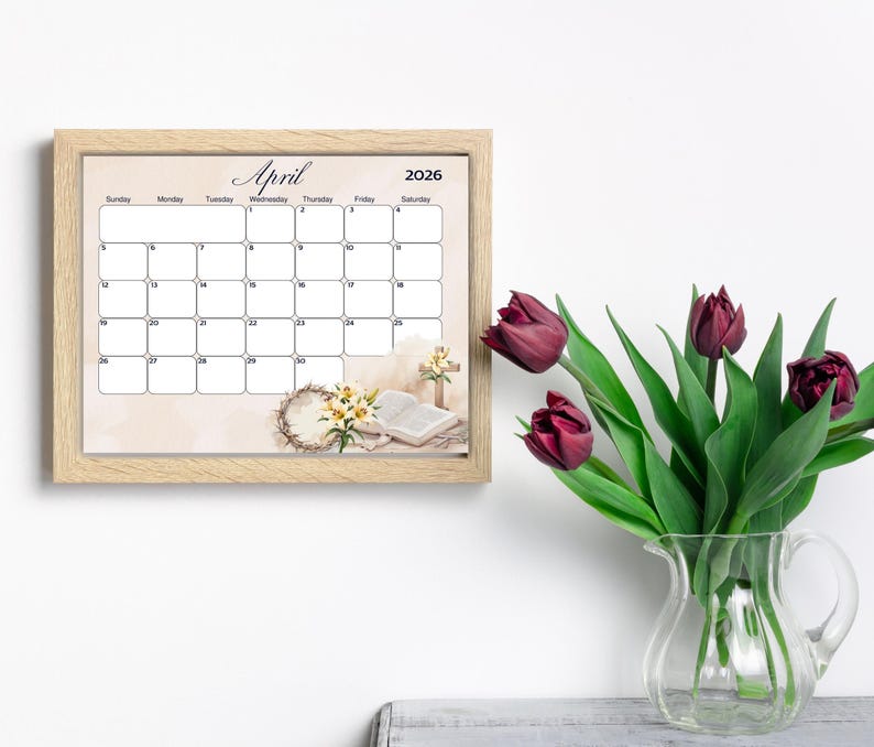 Religious Easter Fillable Monthly Planner-april 2026 Easter Calendar ...