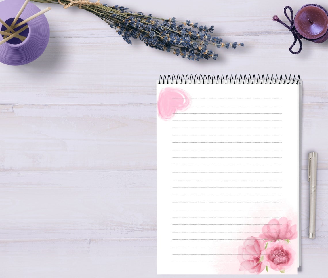 Watercolor Pink Flower Printable Stationery,love Letter Set, Loral ...