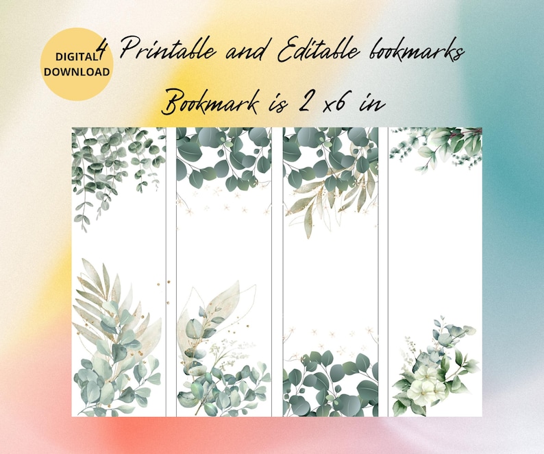 Printable Editable Eucalyptus Bookmarks,printable Bookmarks, Bookmarks ...