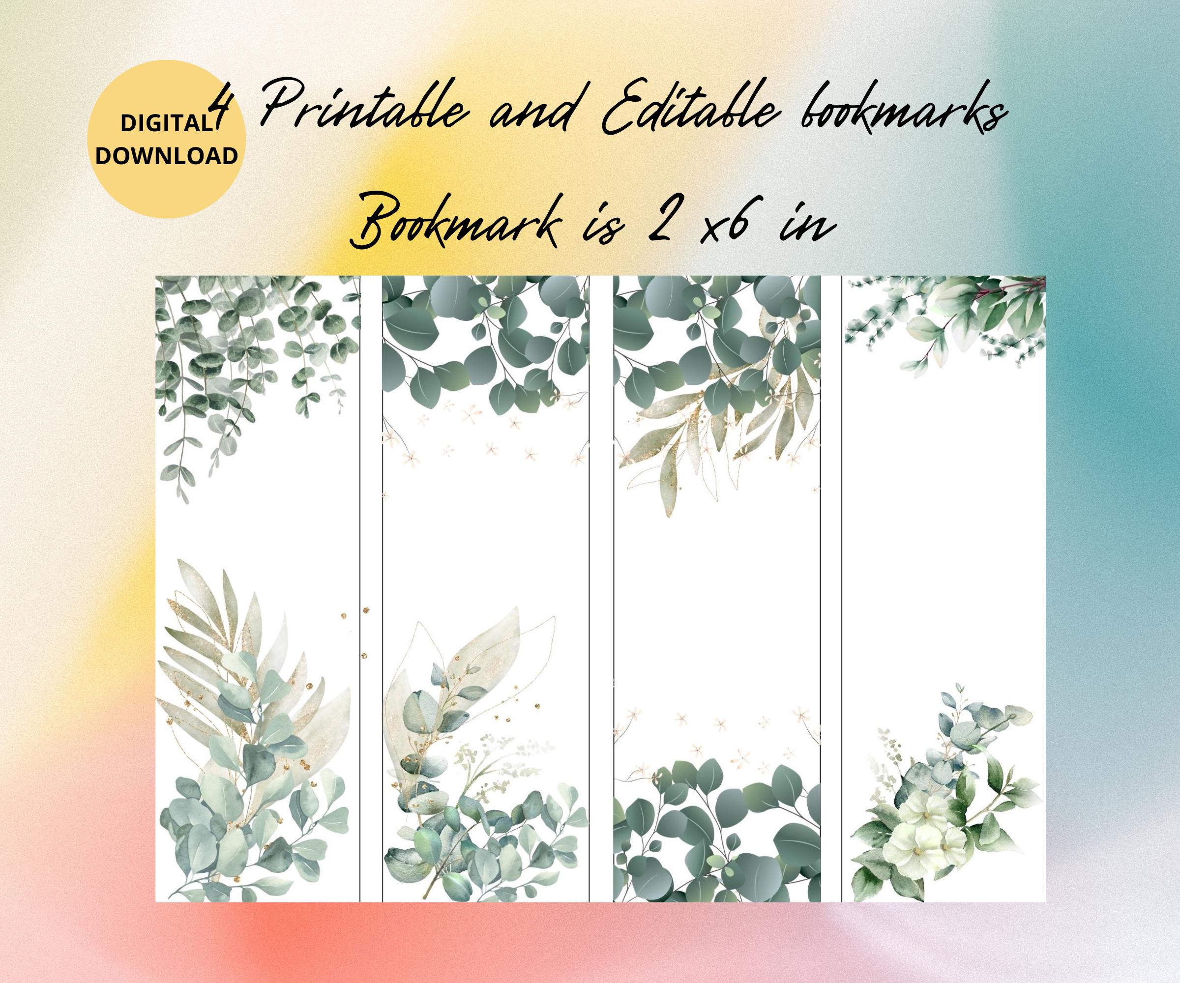 Printable Editable Eucalyptus Bookmarks,printable Bookmarks, Bookmarks ...