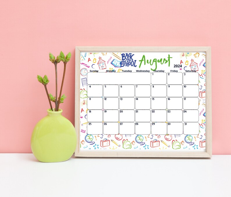 Editable August 2024 Calendar-back to School Planner-2024 Printable ...