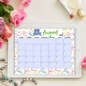 Editable August 2024 Calendar-back to School Planner-2024 Printable ...