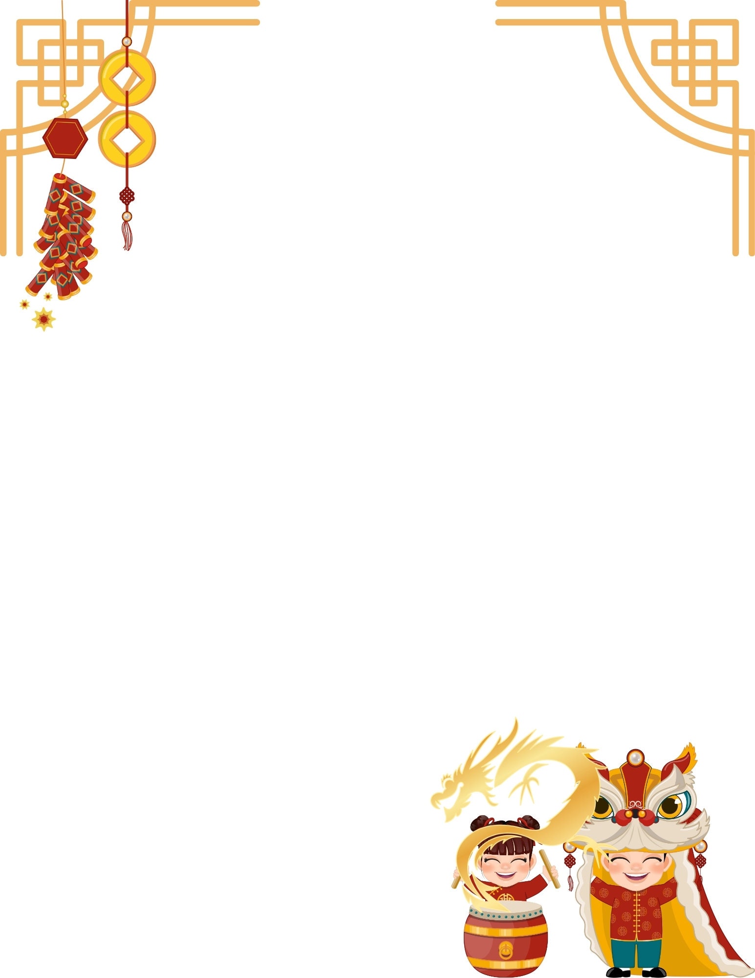 Chinese New Year Printable Stationery-cute Notepaper-dragon Writing ...