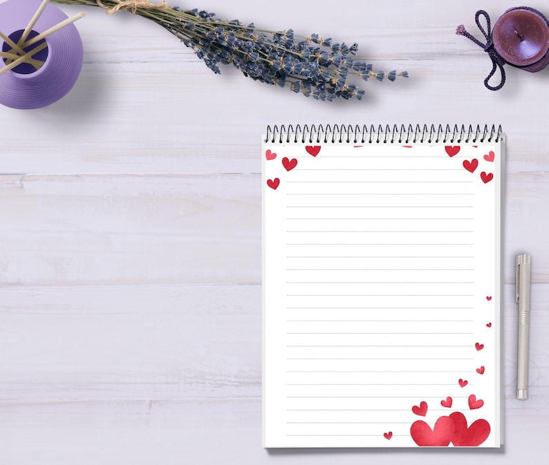 Heart Printable Stationery-valentine's Day Printable Writing Paper ...