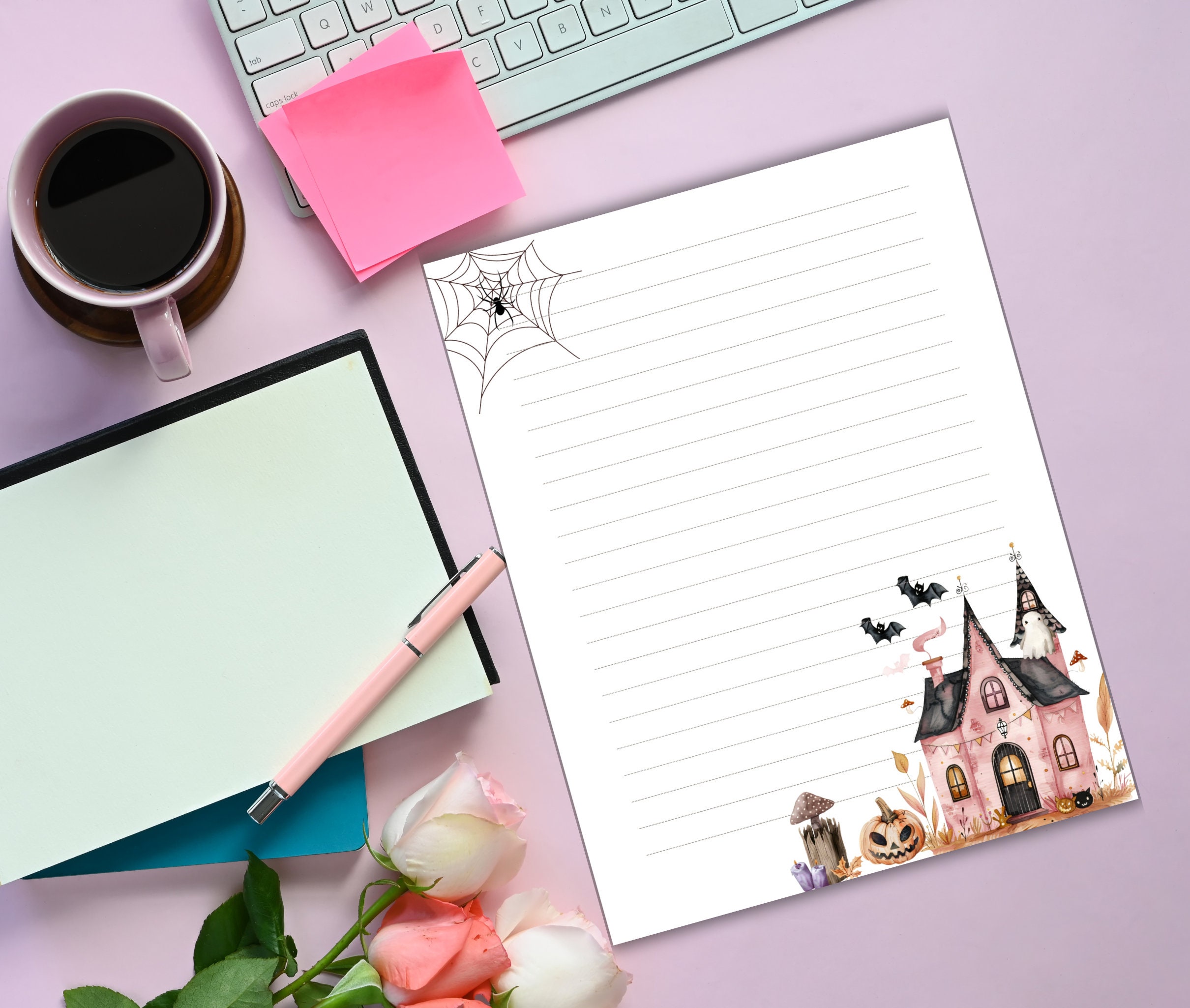 Halloween Letters-halloween Printable Stationery Set-cute Ghost Writing ...