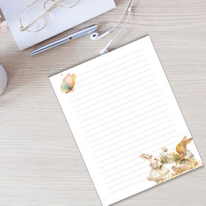 Bunnies Printable Stationery-cute Animal Stationary Sets-digital Letter ...