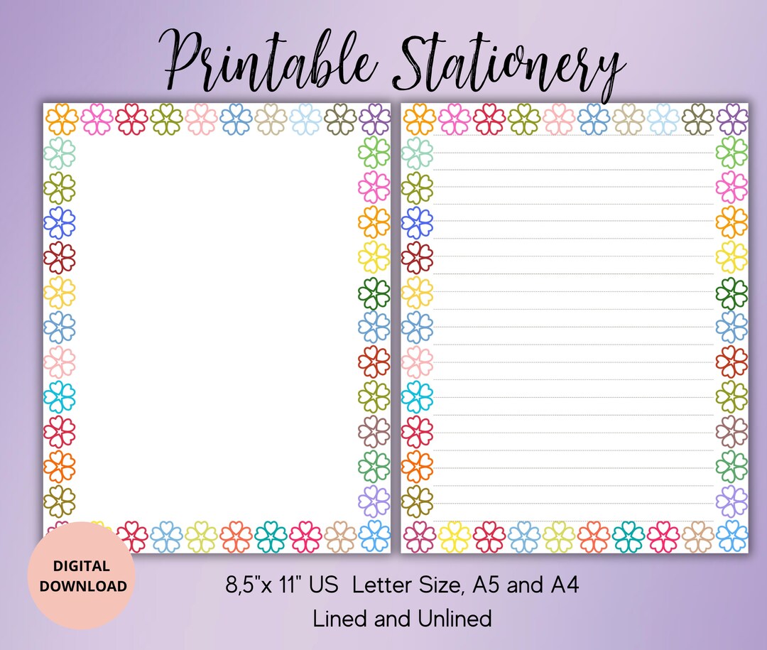 Colorful Flower Printable Stationery-flowerstationary-writing Paper ...