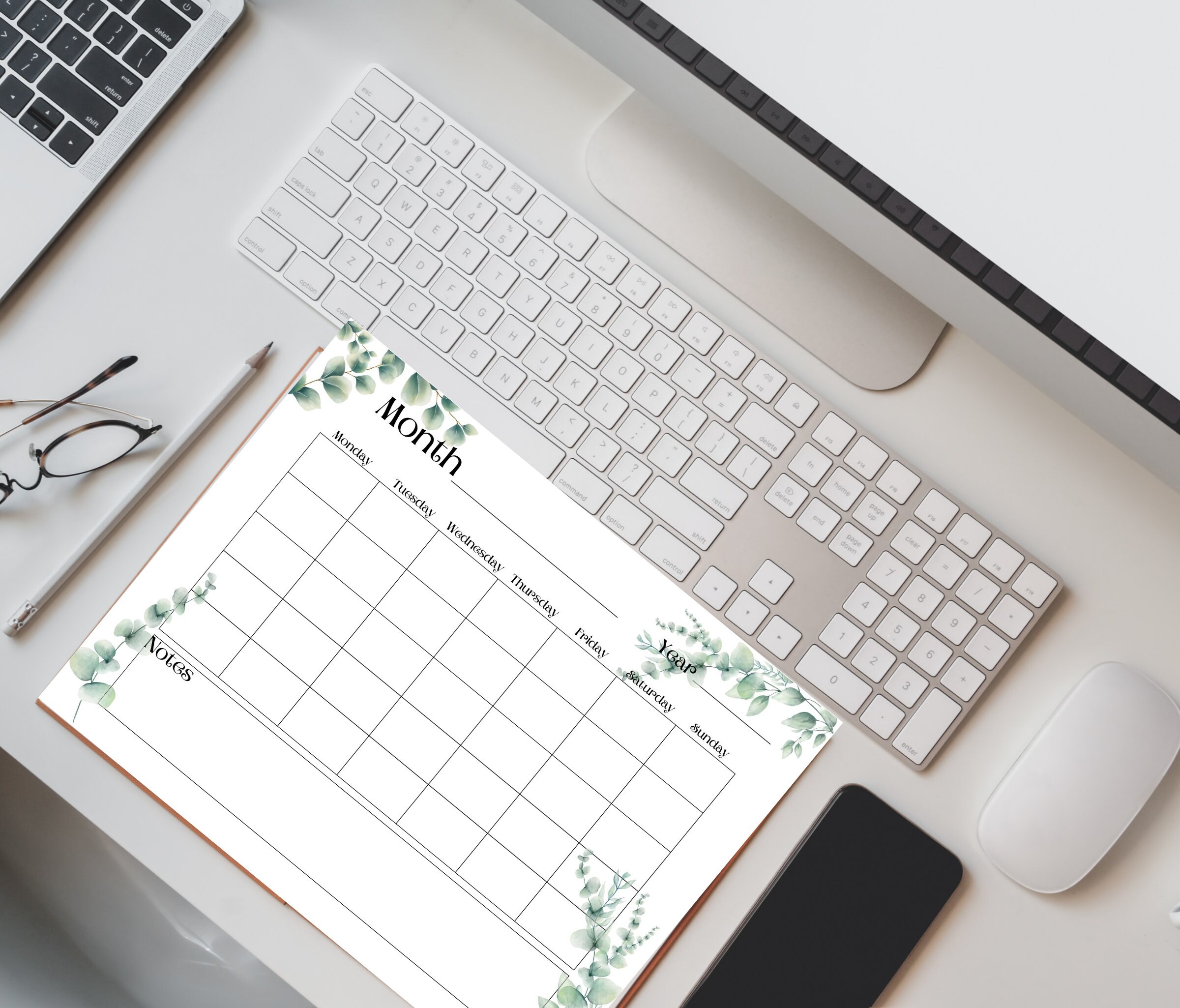 Blank Month Calendar-open Calendar Landscape-printable Editable ...